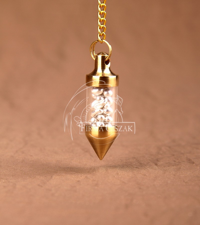 pendulum with box brass+plexi+silver 3,8cm